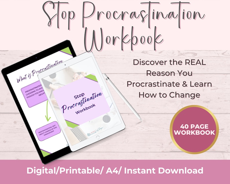 Stop Procrastination Workbook: Printable Productivity Planner (PDF) - Etsy