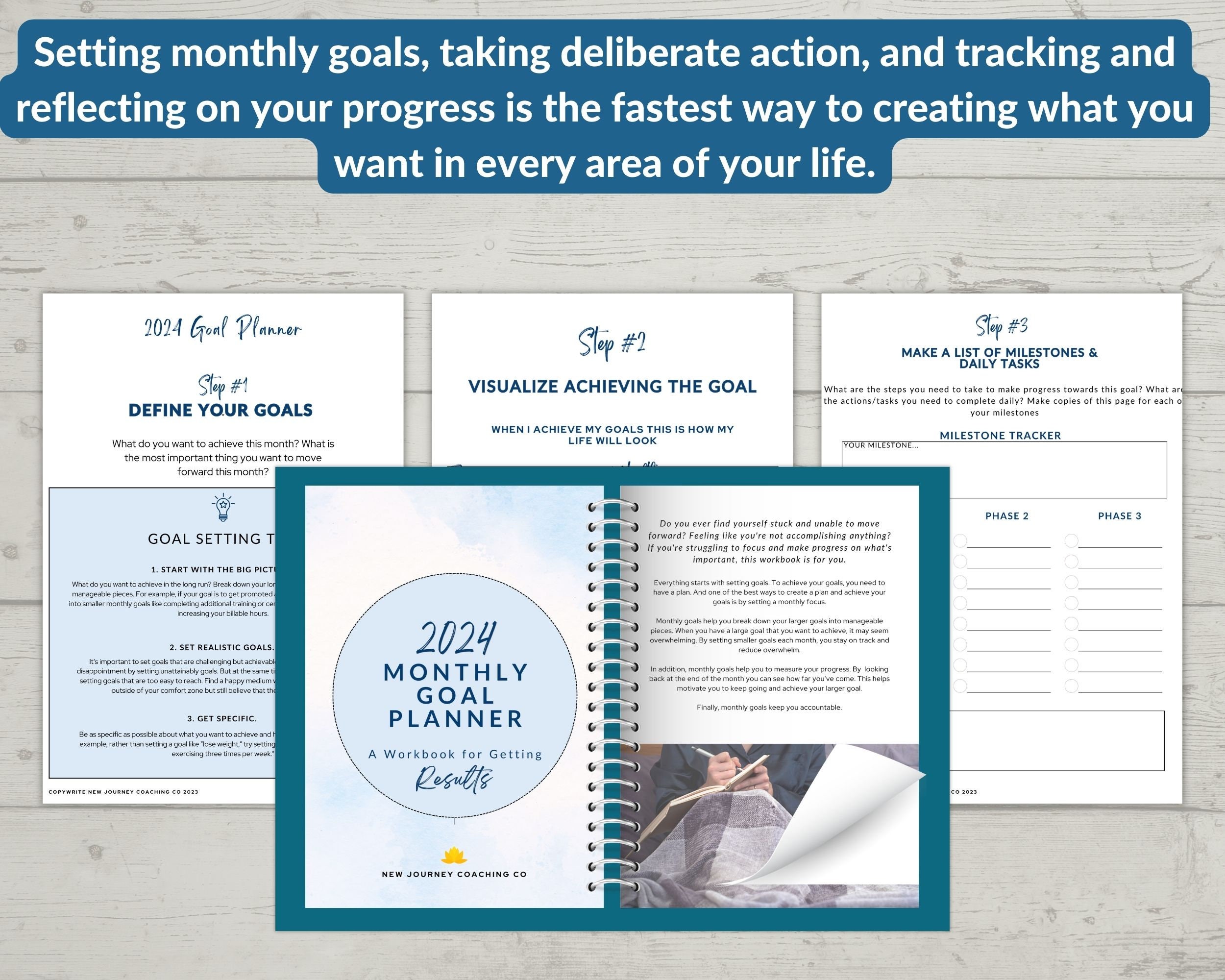 2024 Monthly Goal Planner Workbook Goal Visualization Journal Goal ...