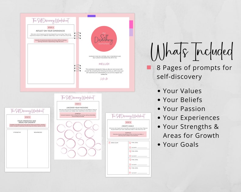 Self-discovery Worksheets Self Care Journal Prompts Self-esteem ...