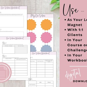 Core Values Coaching Worksheet Templates Life Coaching Canva Templates ...
