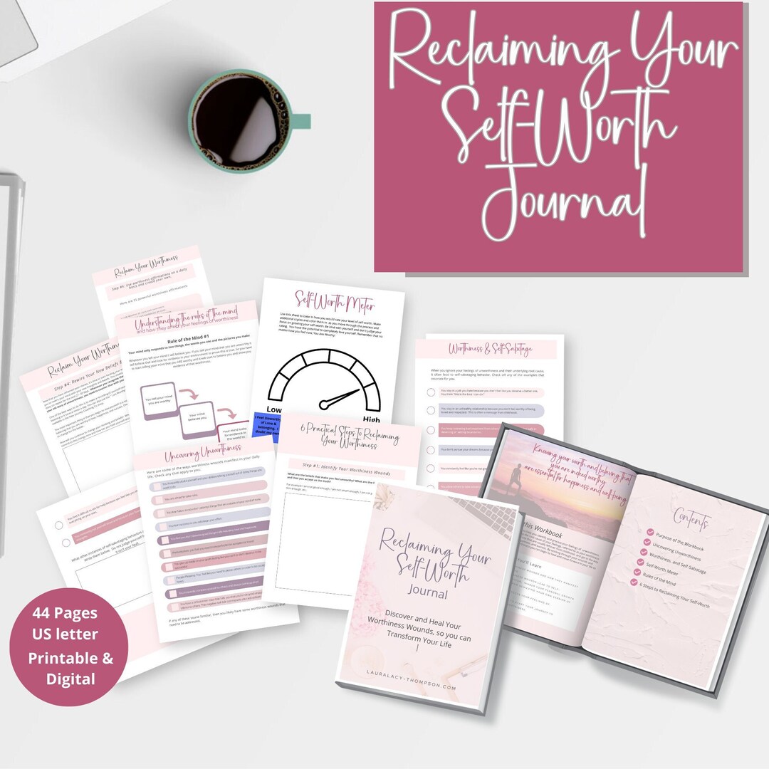 Self-worth Journal Prompts for Self Worth Worksheet - Etsy