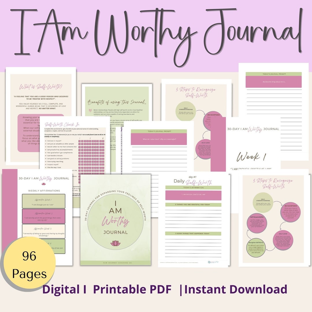 Self-worth Journal Prompt Self Worth Worksheets Self-esteem Journal ...