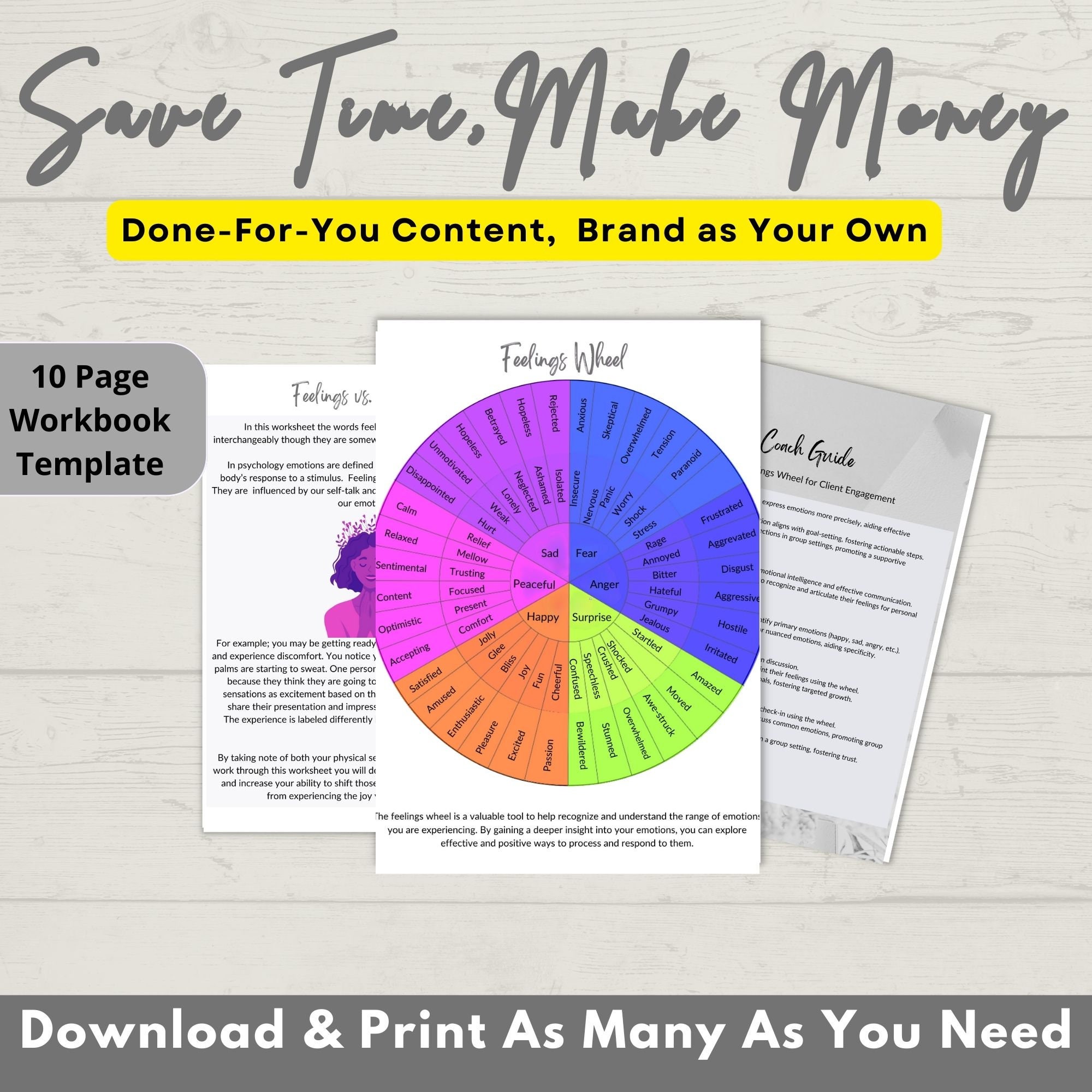 Coaching Canva Template Feelings Emotions Wheel Worksheet Done for You ...