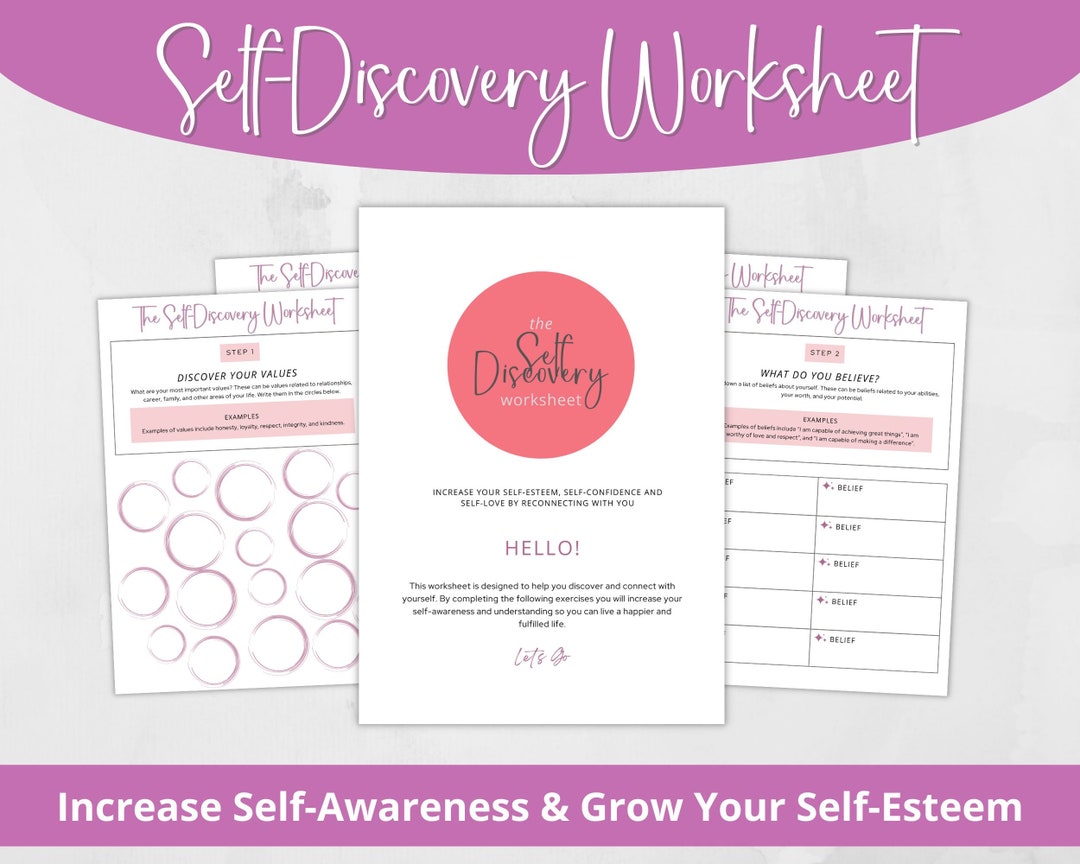 Self-discovery Worksheets Self Care Journal Prompts Self-esteem ...