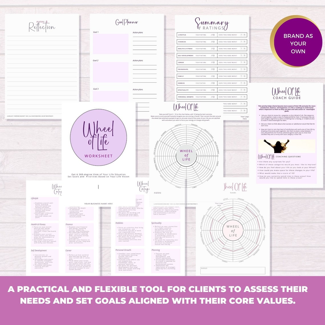 Wheel of Life Coaching Worksheet Template Life Coach Toolkit Life ...