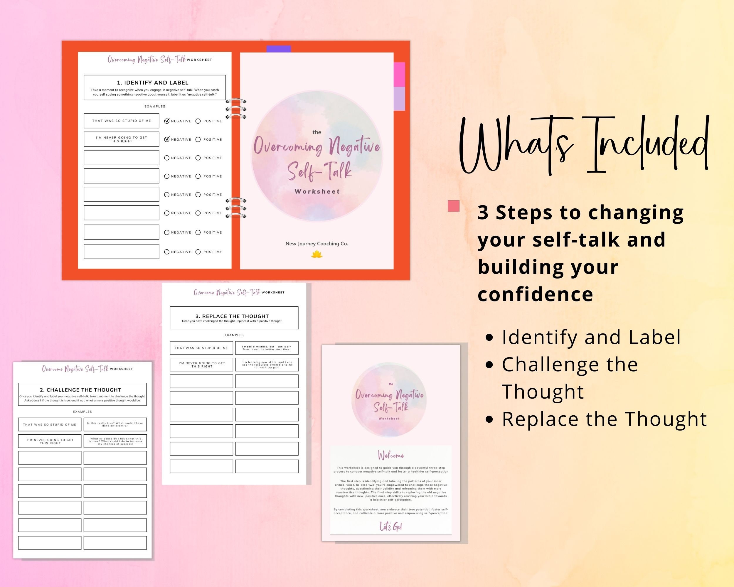 Overcome Negative Self Talk Worksheet Challenge Negative Thoughts ...