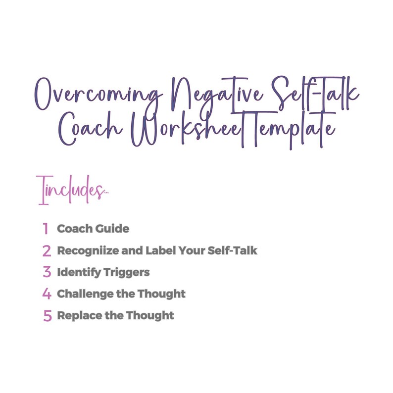 Overcoming Negative Self-talk Worksheet Coach Template Canva Challenge ...