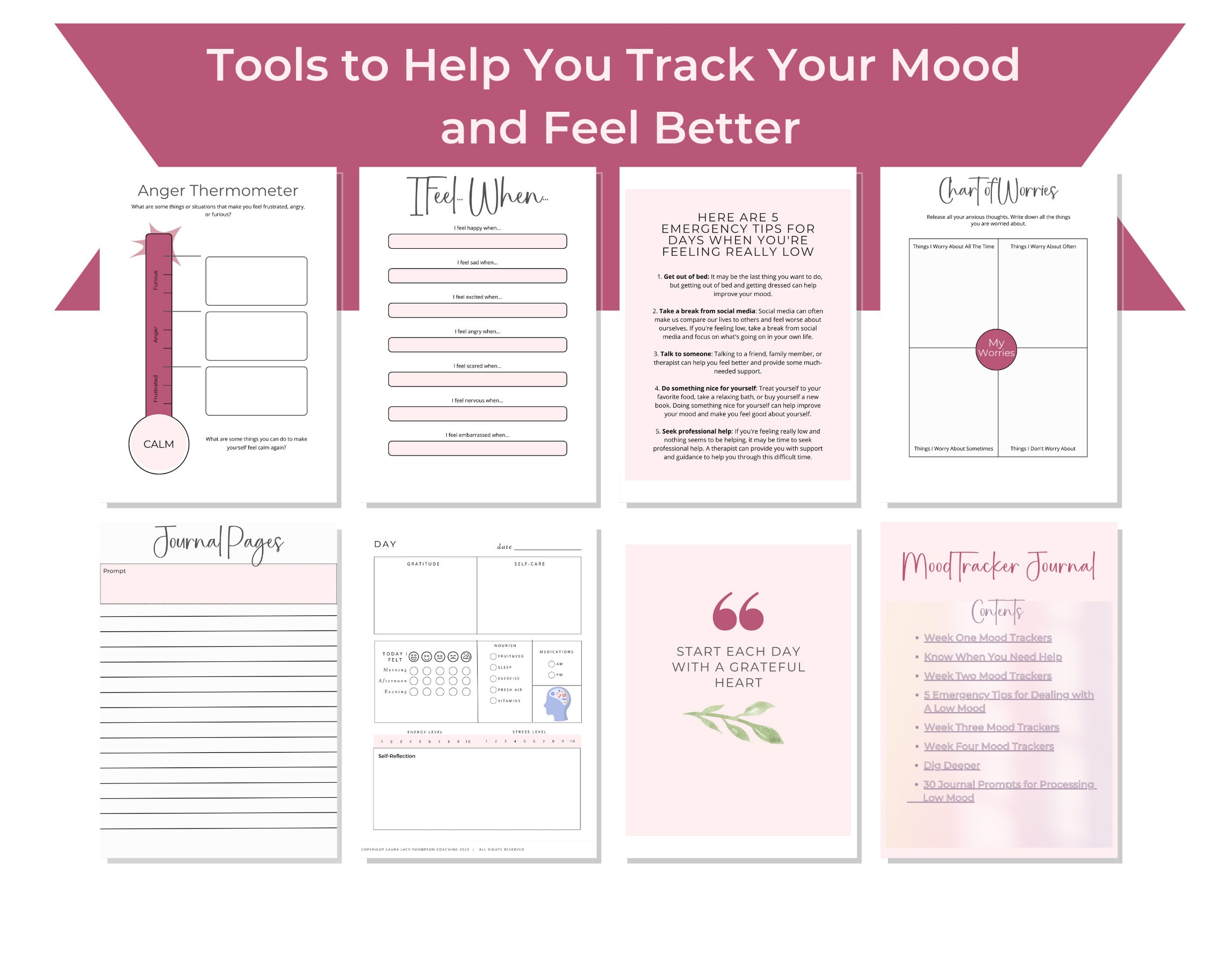 Mood Tracker Journal Mood Tracker Self Care Journal Self-love Planner ...