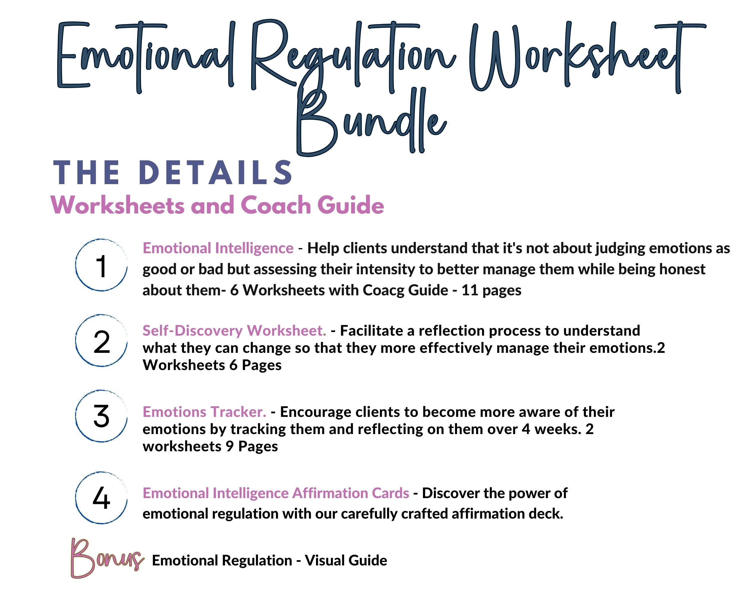 Emotional Regulation Worksheet Bundle: Life Coach Canva Template ...