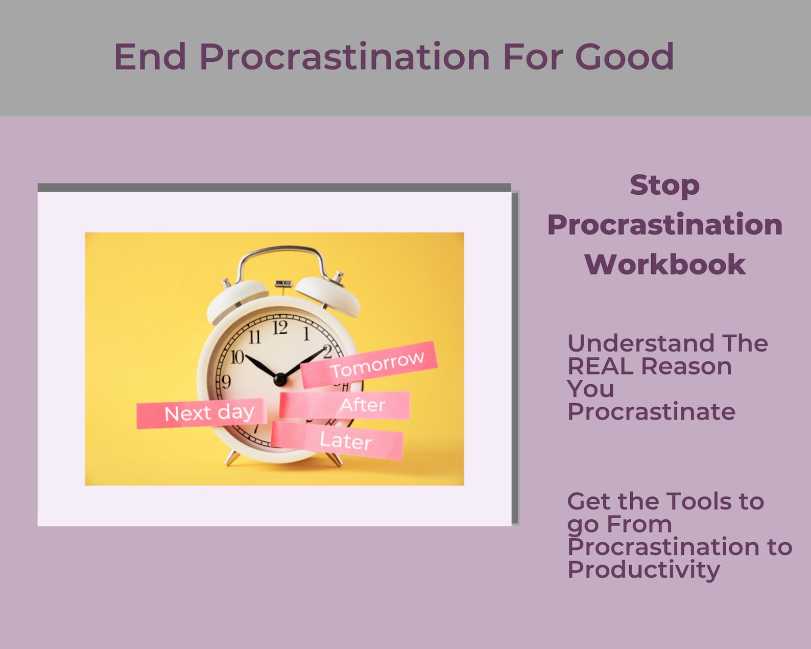 Stop Procrastination Workbook Printable Procrastination Planner ...