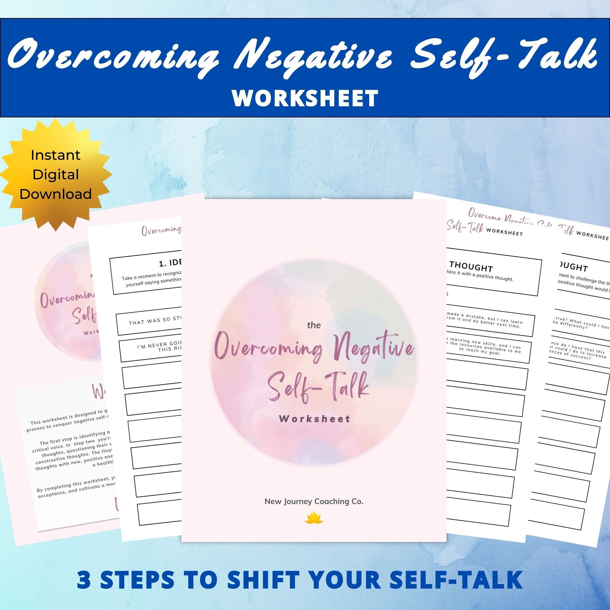 Challenge Negative Self-talk Worksheet Stop Negative Self Talk Journal ...