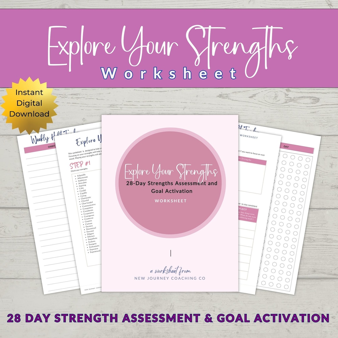 Strengths Assessment Worksheet: Self-discovery & Goal Setting (digital ...
