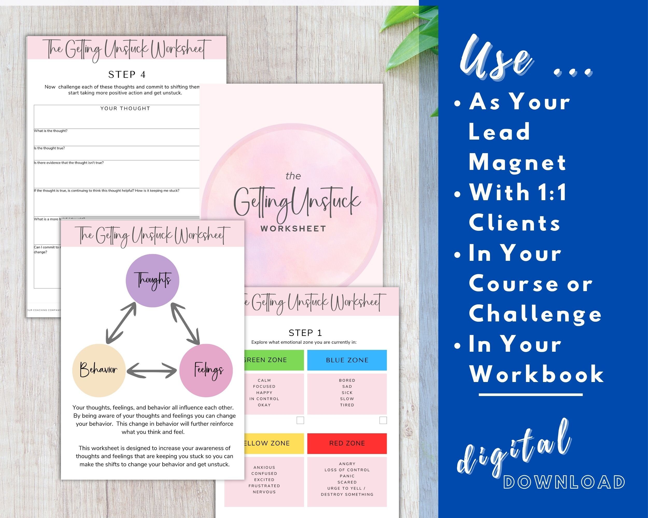 Coaching Templates Done for You Workbook Get Unstuck Worksheet Life ...