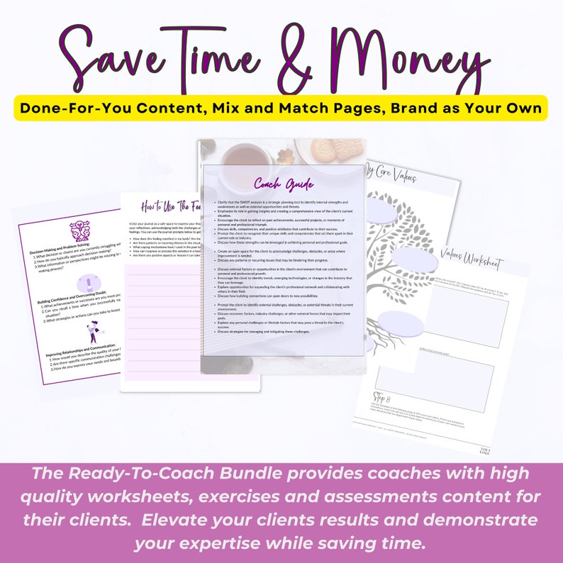 Life Coaching Template Bundle Canva Worksheets Ready-to-coach Workbook ...