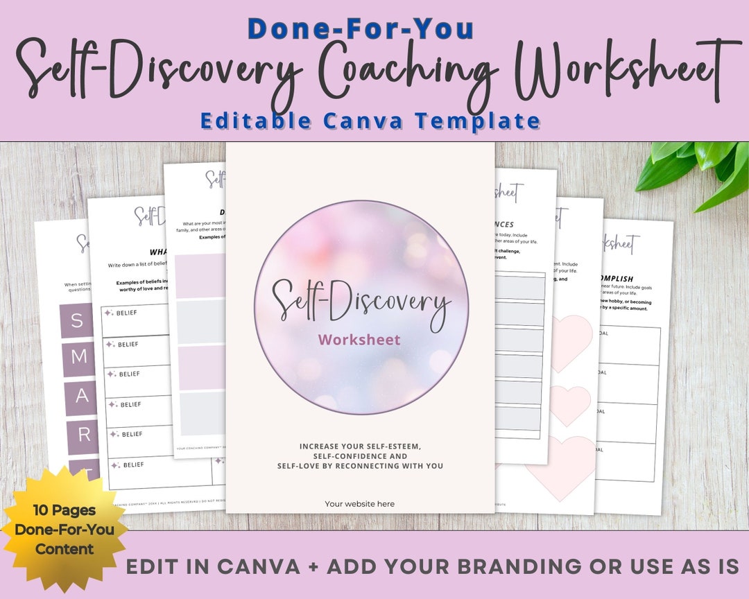 Self-discovery Coaching Worksheet: Editable Canva Template (digital ...
