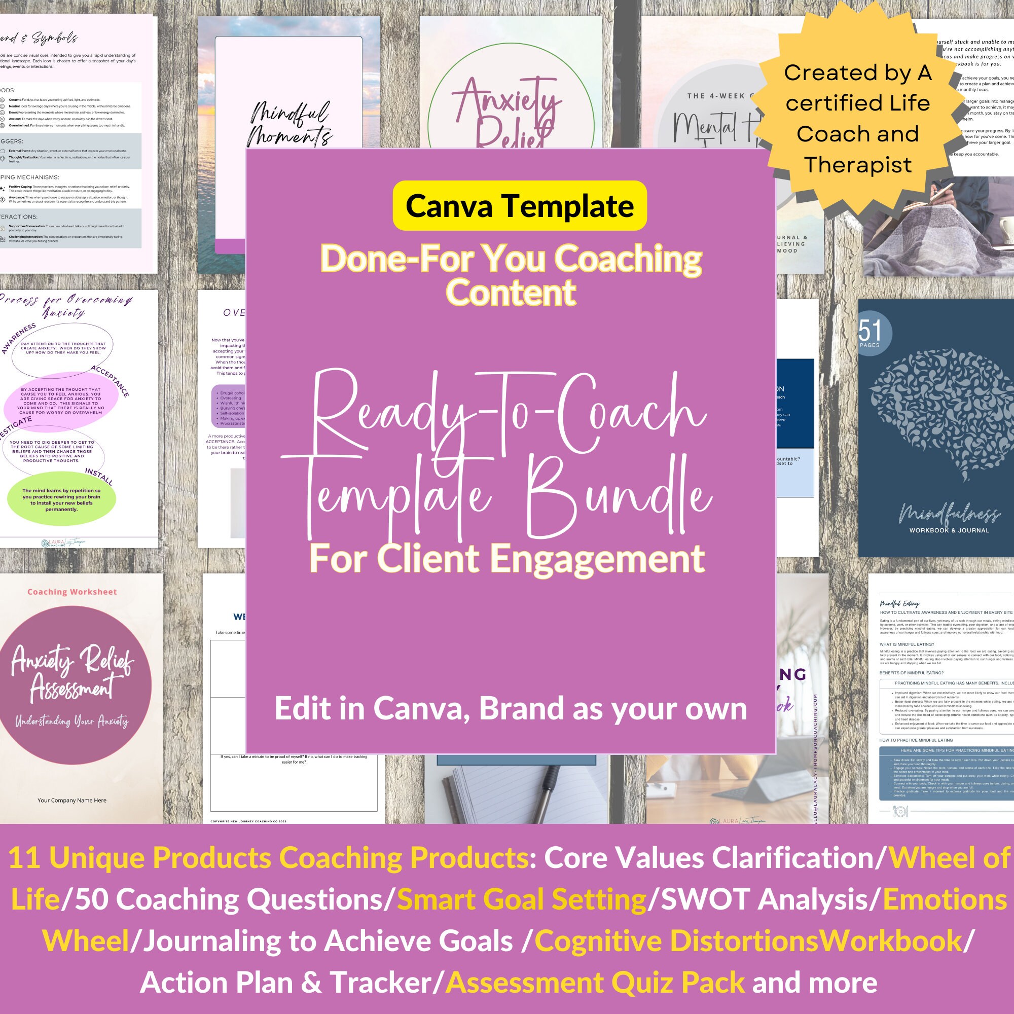 Life Coaching Template Bundle: Canva Workbook, Journal Prompts (digital ...