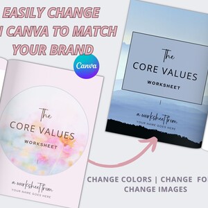 Core Values Coaching Worksheet Templates Life Coaching Canva Templates ...
