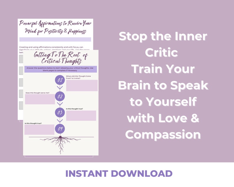 Inner Critic Workbook Positive Self-talk Workbook Self-esteem ...