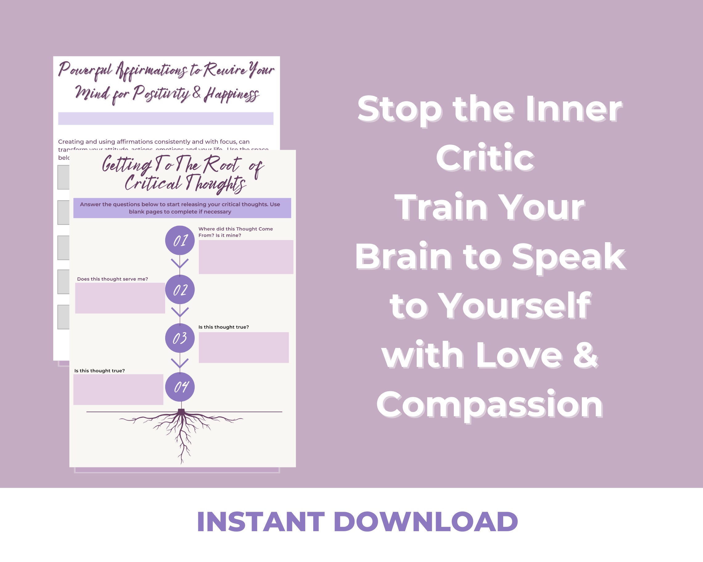 Inner Critic Workbook Positive Self-talk Workbook Self-esteem ...