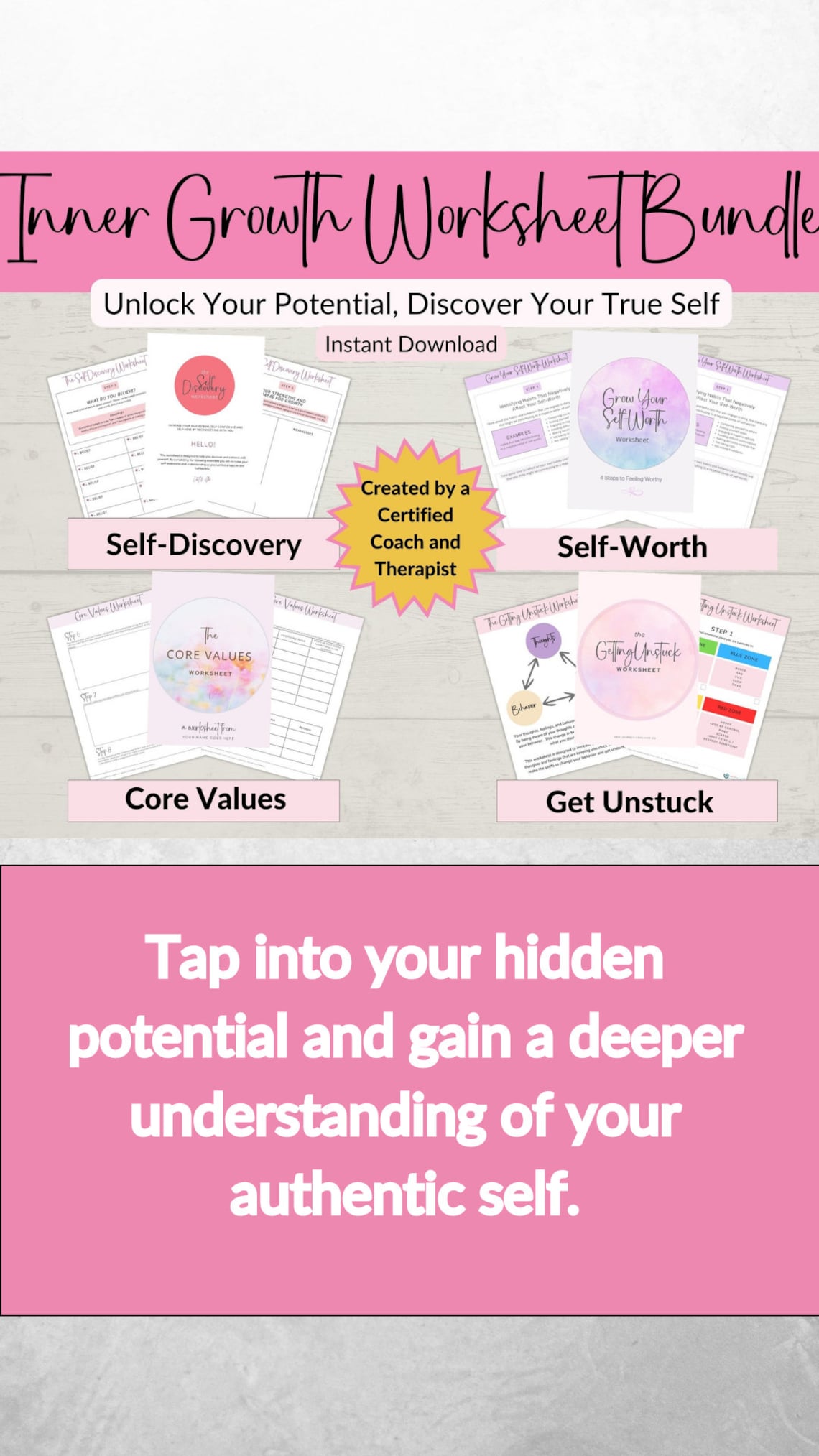 Self-growth Worksheet Bundle Self-esteem Worksheet Core Values ...