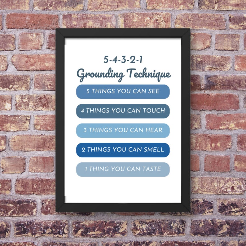 54321 Grounding Technique Poster: Therapist Office Decor (digital ...