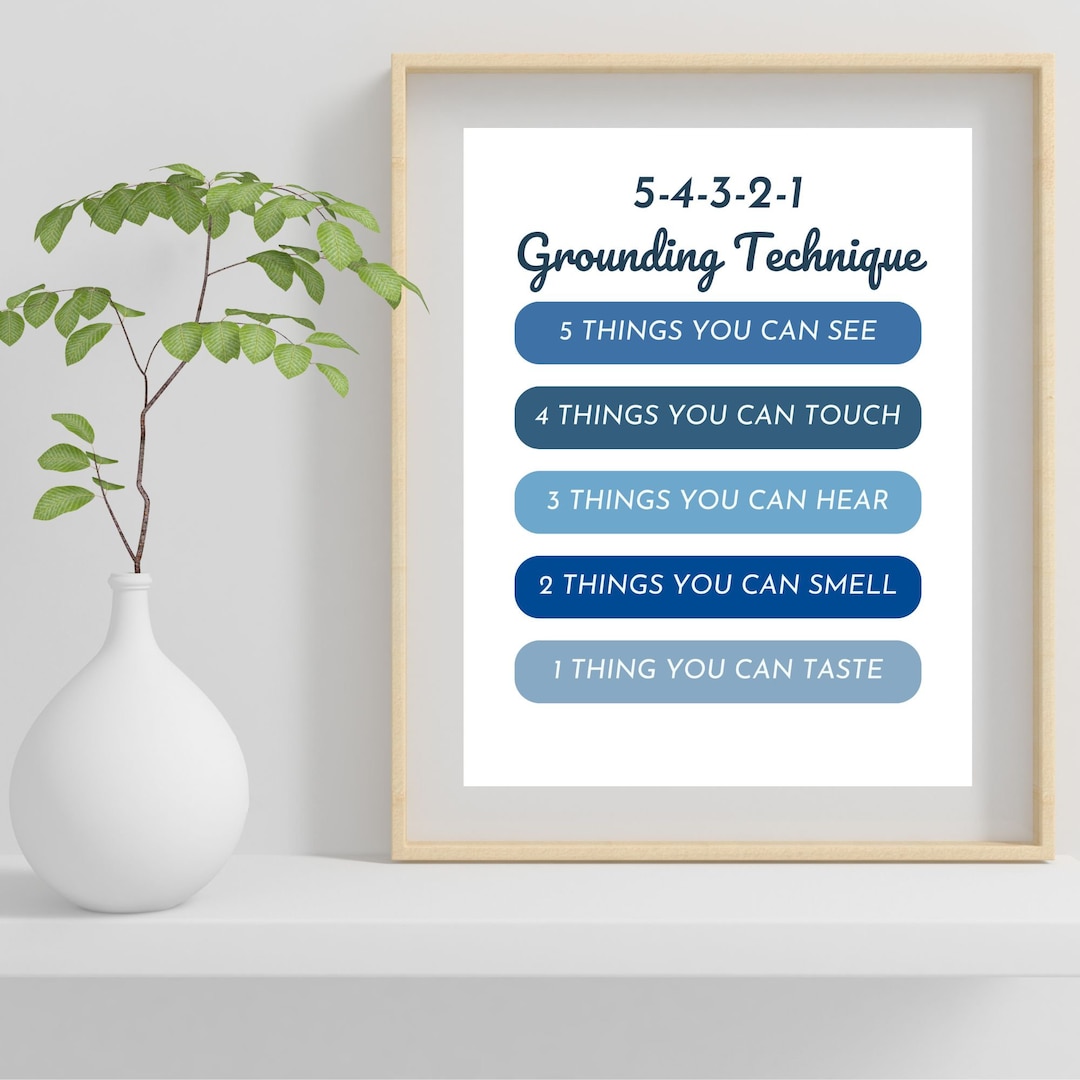 54321 Grounding Technique Poster: Therapist Office Decor (digital ...