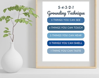 54321 Grounding Technique Poster: Therapist Office Decor (digital ...