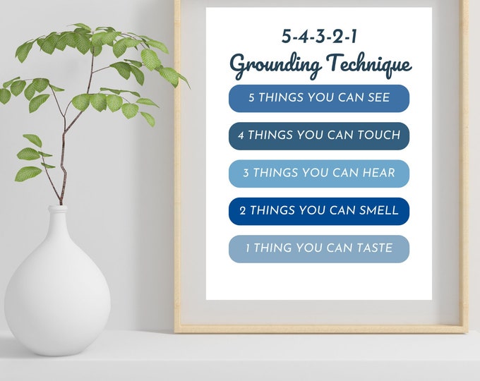 54321 Grounding Technique Poster: Therapist Office Decor (digital ...