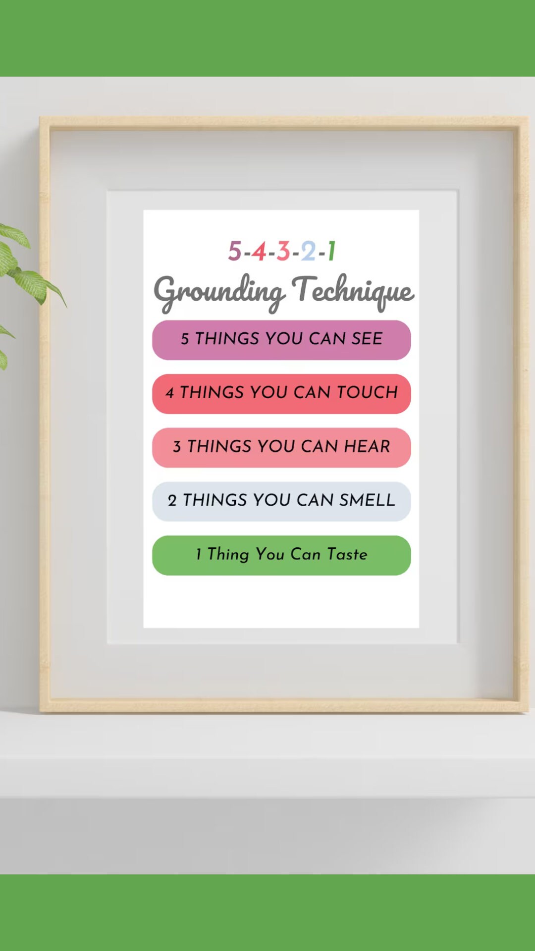 54321 Grounding Technique Poster: Therapist Office Decor (digital ...