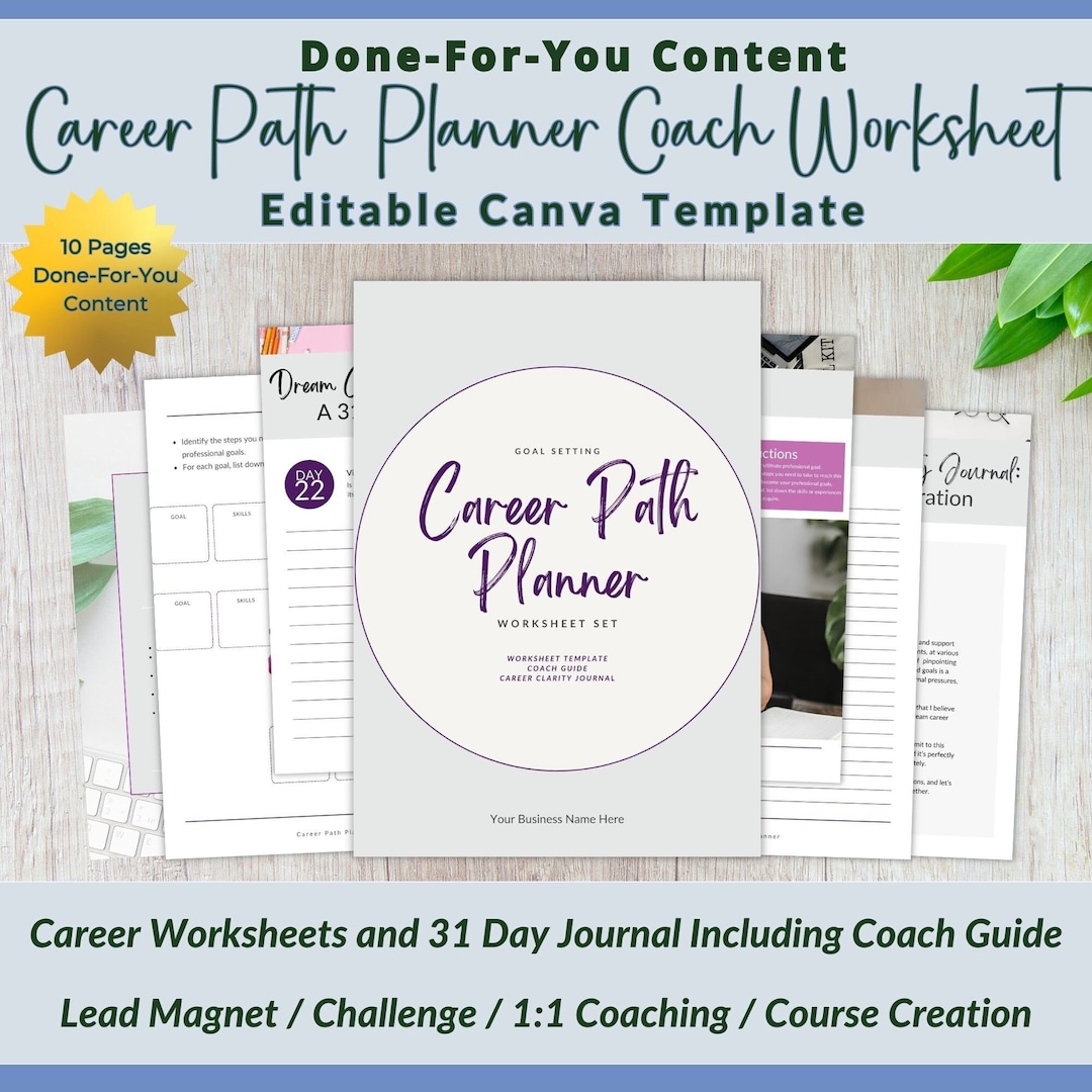 Career Coaching Worksheet Template Career Path Planner Workbook PLR ...