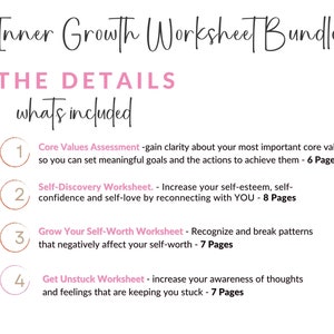 Self-growth Worksheet Bundle Self-esteem Worksheet Core Values ...