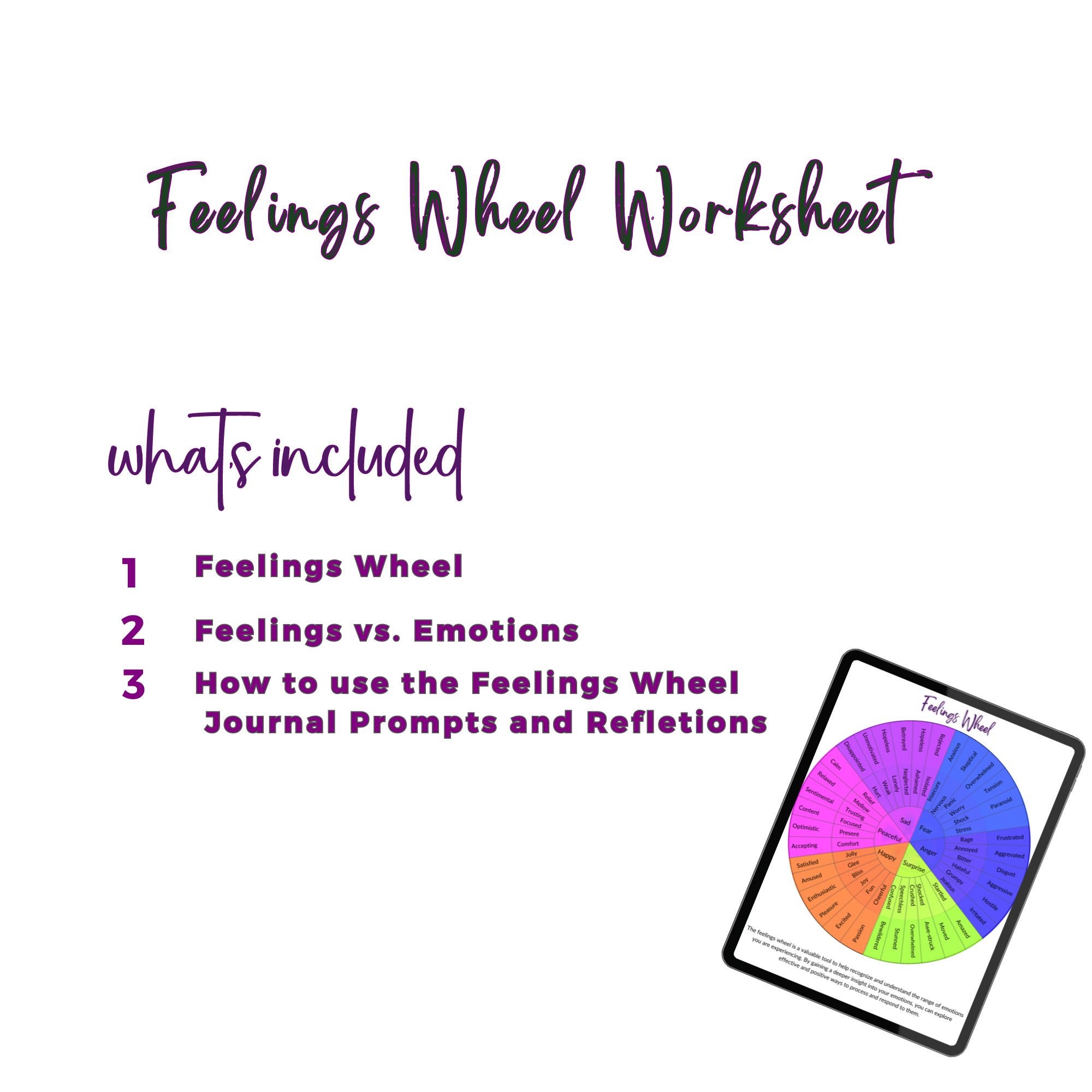 Feelings Wheel Worksheet: Emotion Journal Prompts (digital Download) - Etsy