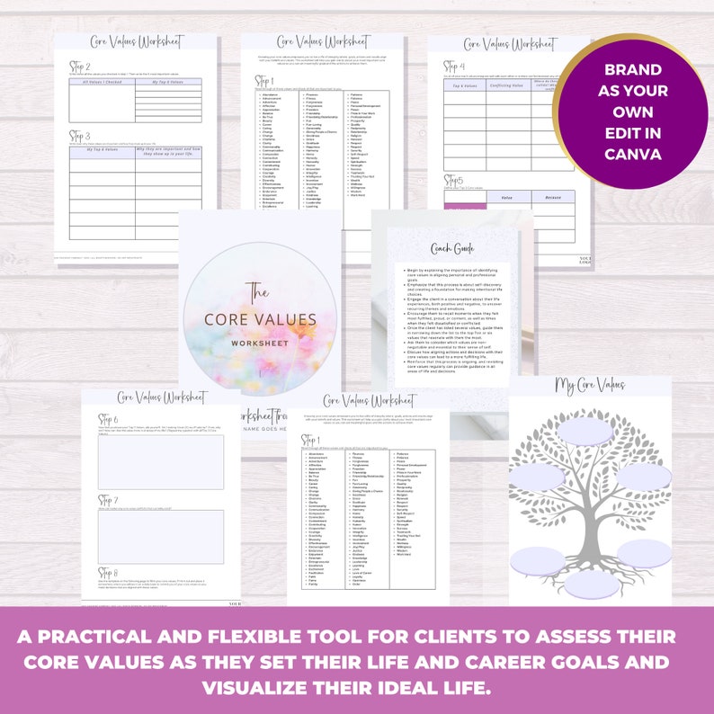 Core Values Assessment Worksheet Canva Template Done for You Life ...