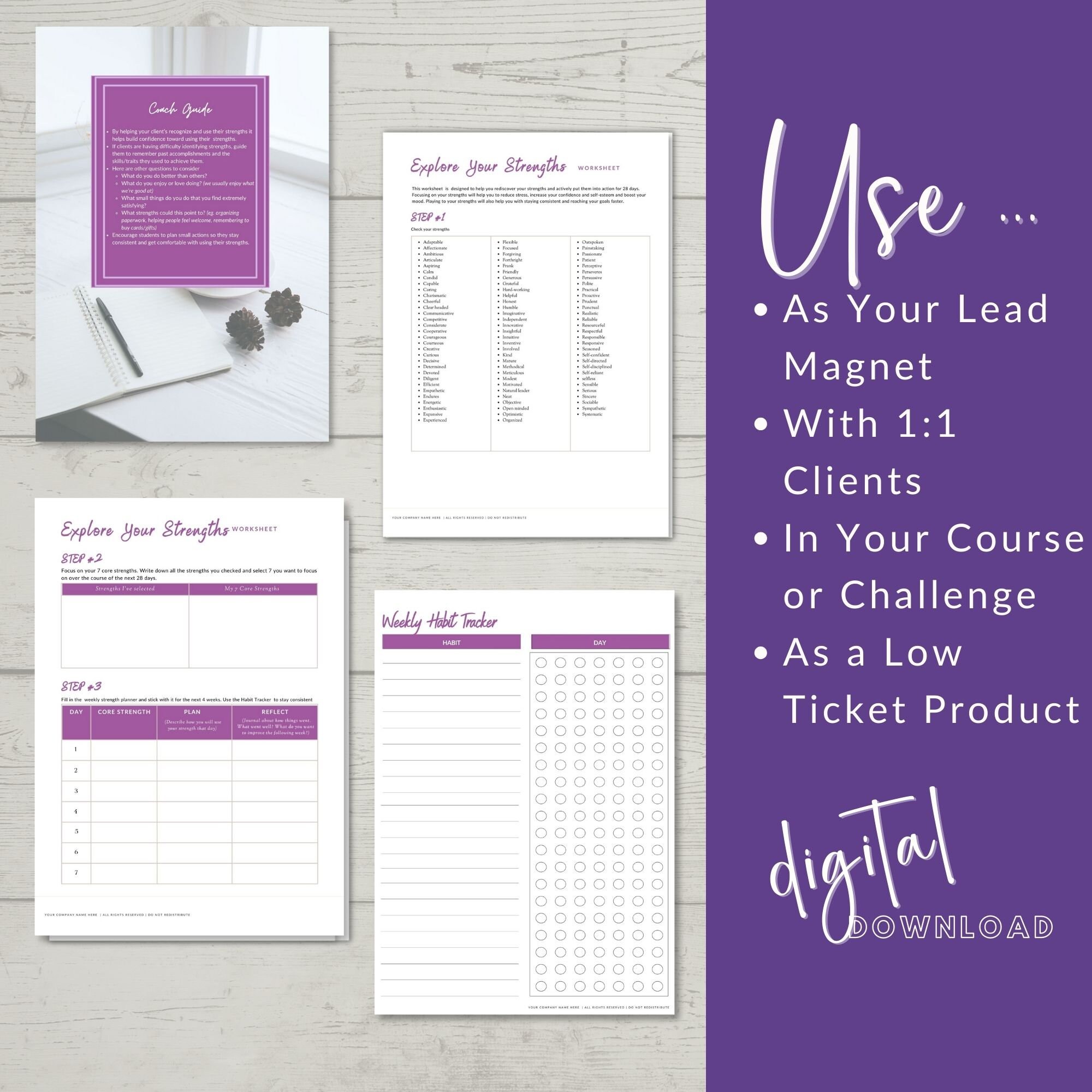 Explore Your Strengths Worksheet Canva Template Life Coach Done for You ...