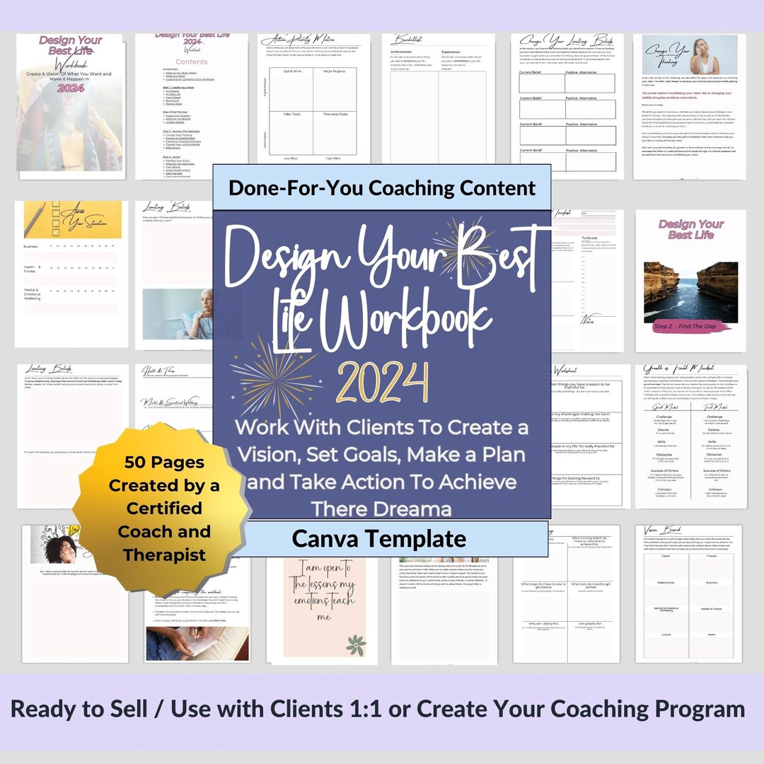 Done-for-you Life Coaching Content Workbook Design Your Life Coach ...