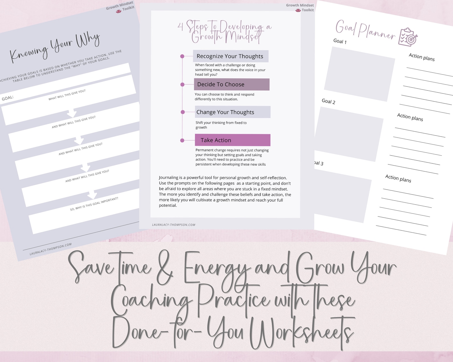 Done for You Coaching Worksheets Growth Mindset Canva Template Growth ...