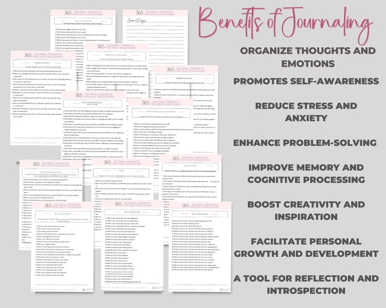 365 Journal Prompts for Self-discovery: Daily Guided Journal (PDF) - Etsy