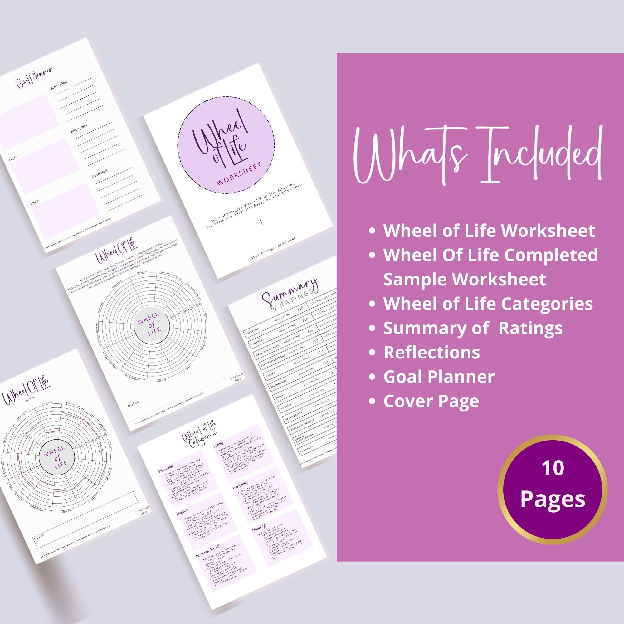Wheel of Life Coaching Worksheet Template Life Coach Toolkit Life ...