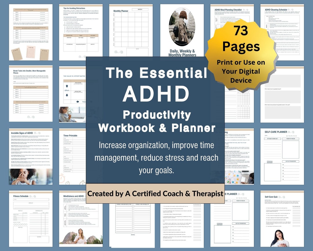 ADHD Planner Workbook ADHD Journal Printable Planners Adult ADHD ...
