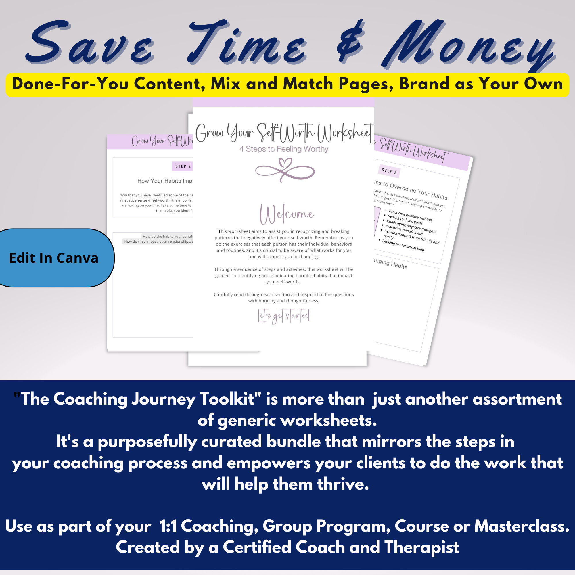 Coaching Worksheet Template Life Coach Worksheet Bundle Canva Template ...