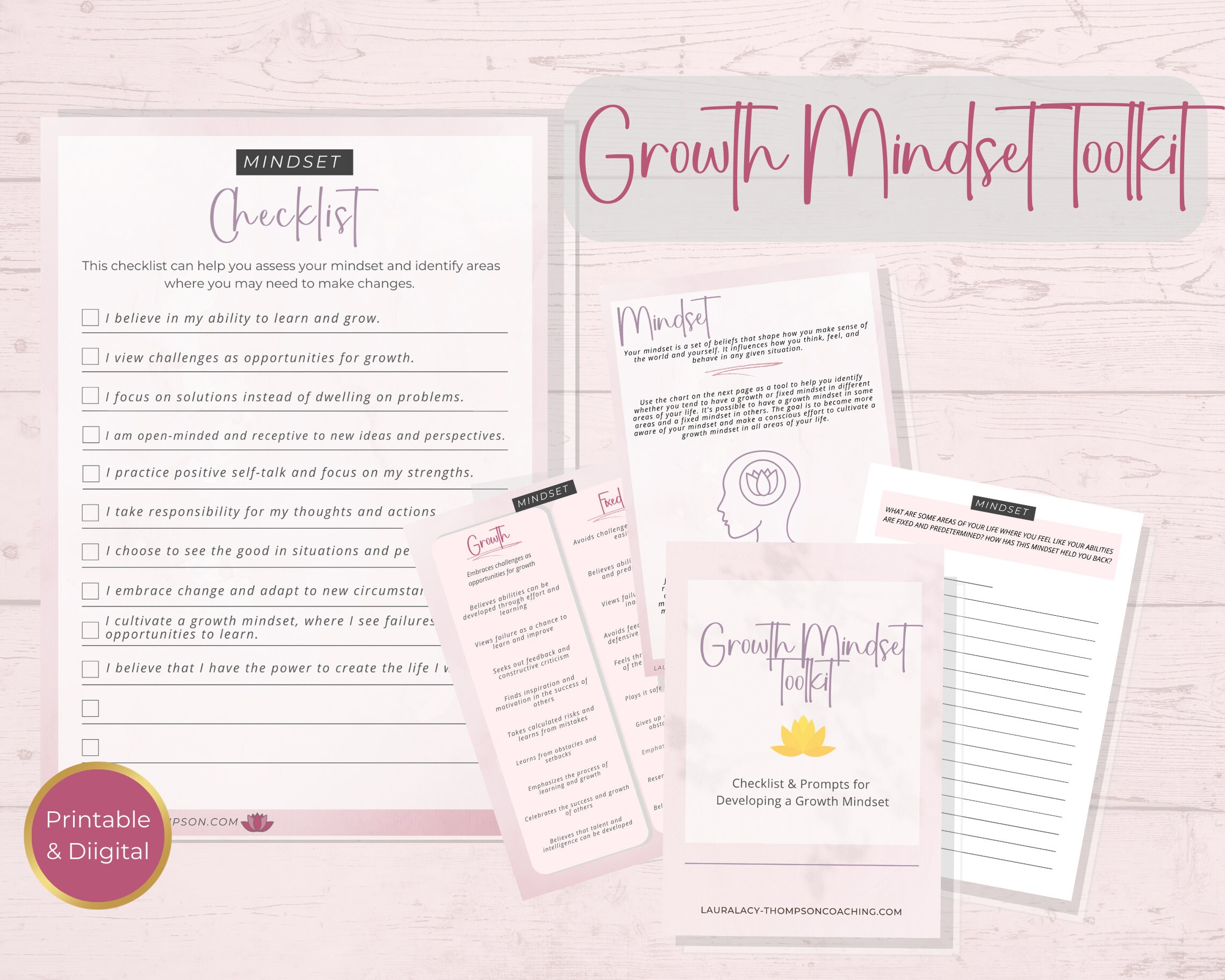 Growth Mindset Worksheet Personal Growth Journal Prompts Mental Health ...