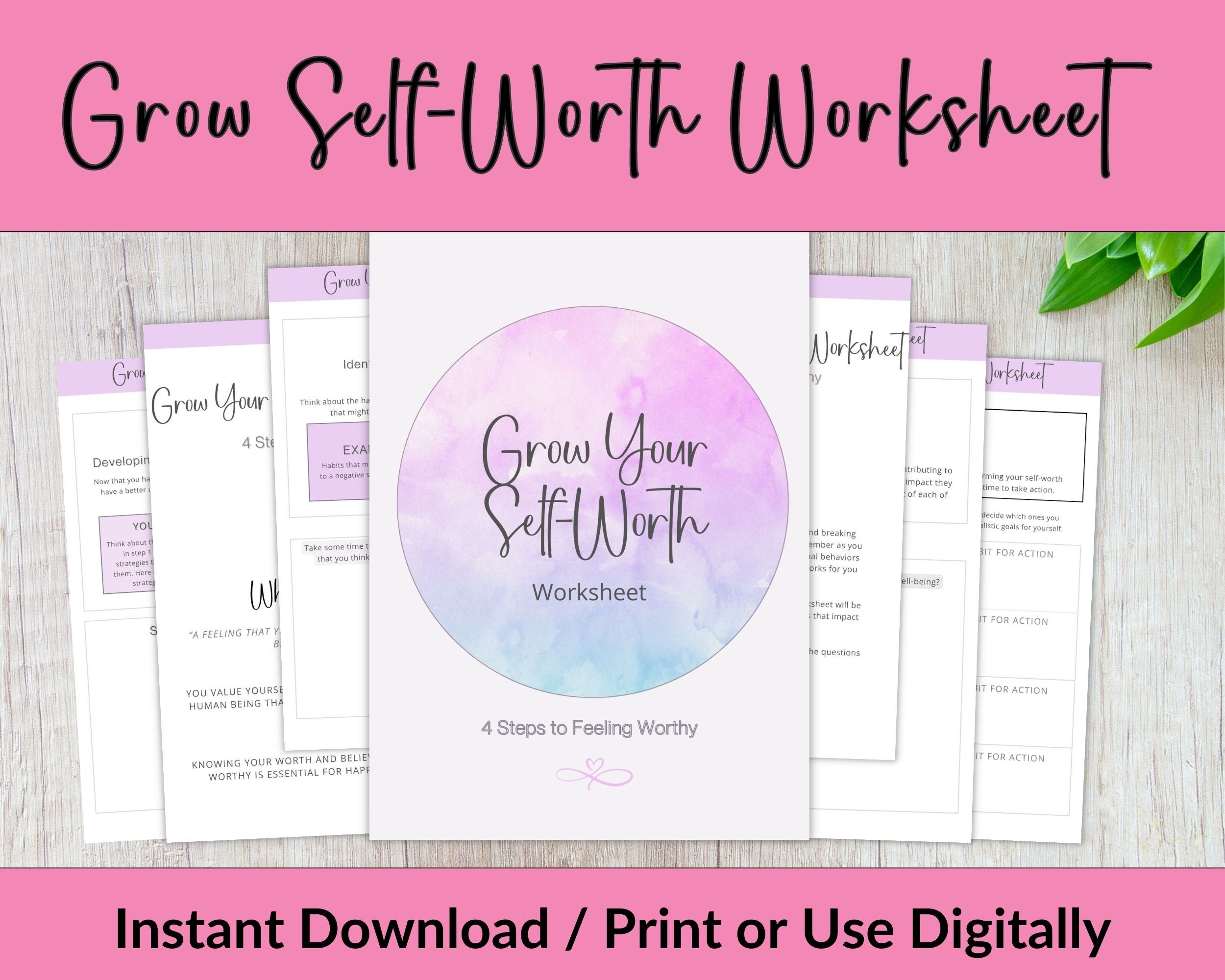 Self-growth Worksheet Bundle Self-esteem Worksheet Core Values ...