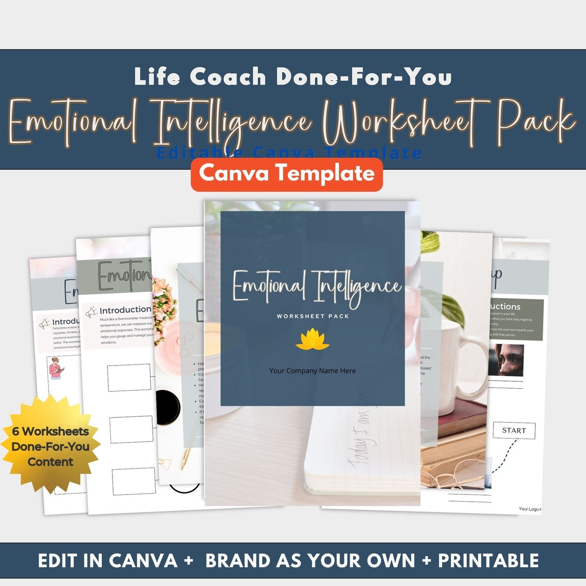 Emotional Intelligence Worksheet Template Life Coach Done for You ...