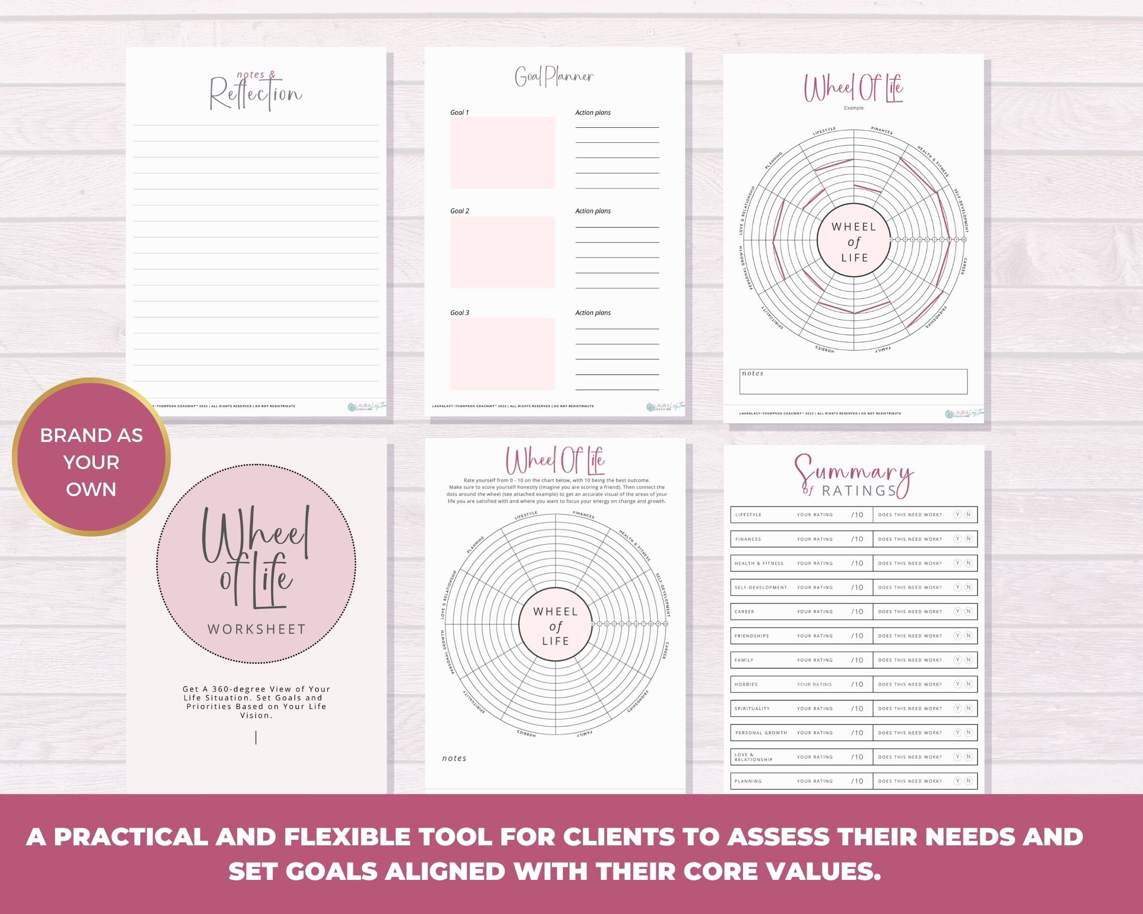 Wheel of Life Coaching Template Life Coaching Tool Worksheet Wheel of ...