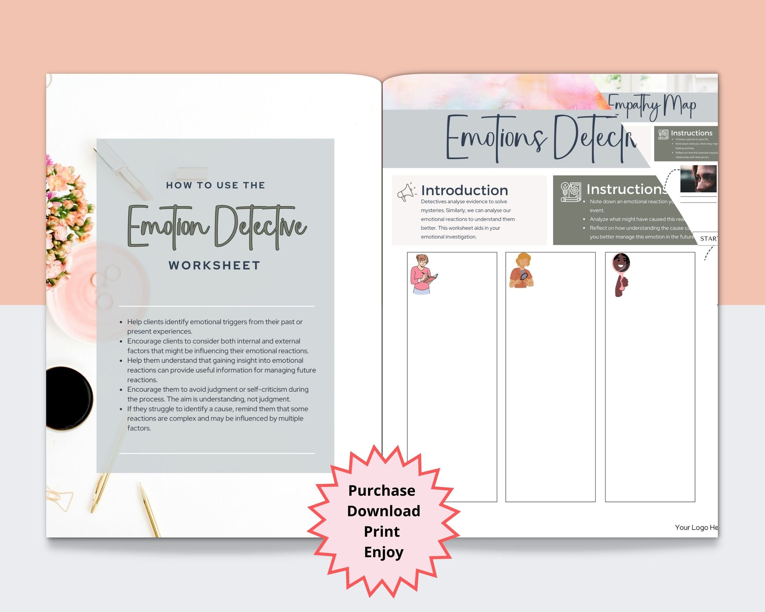 Emotional Regulation Worksheet Template Bundle Done for You Life Coach ...