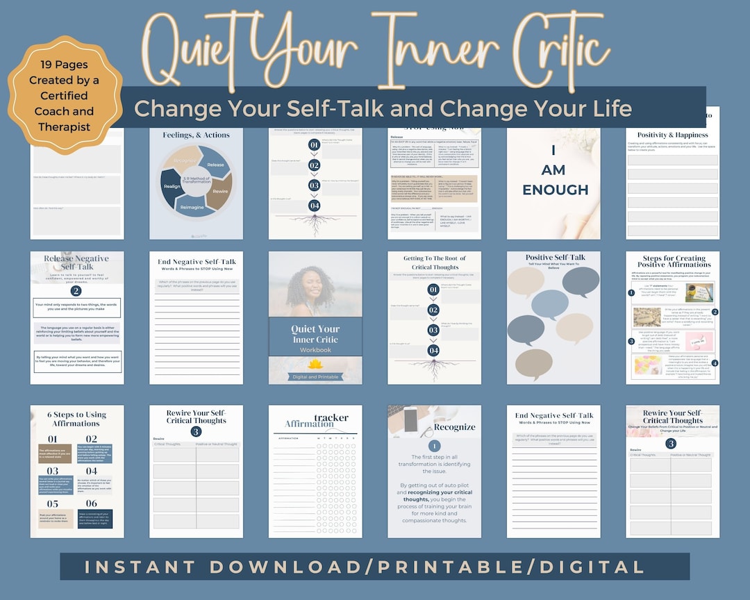 Quiet Your Inner Critic Workbook Positive Self Talk Workbook Stop ...