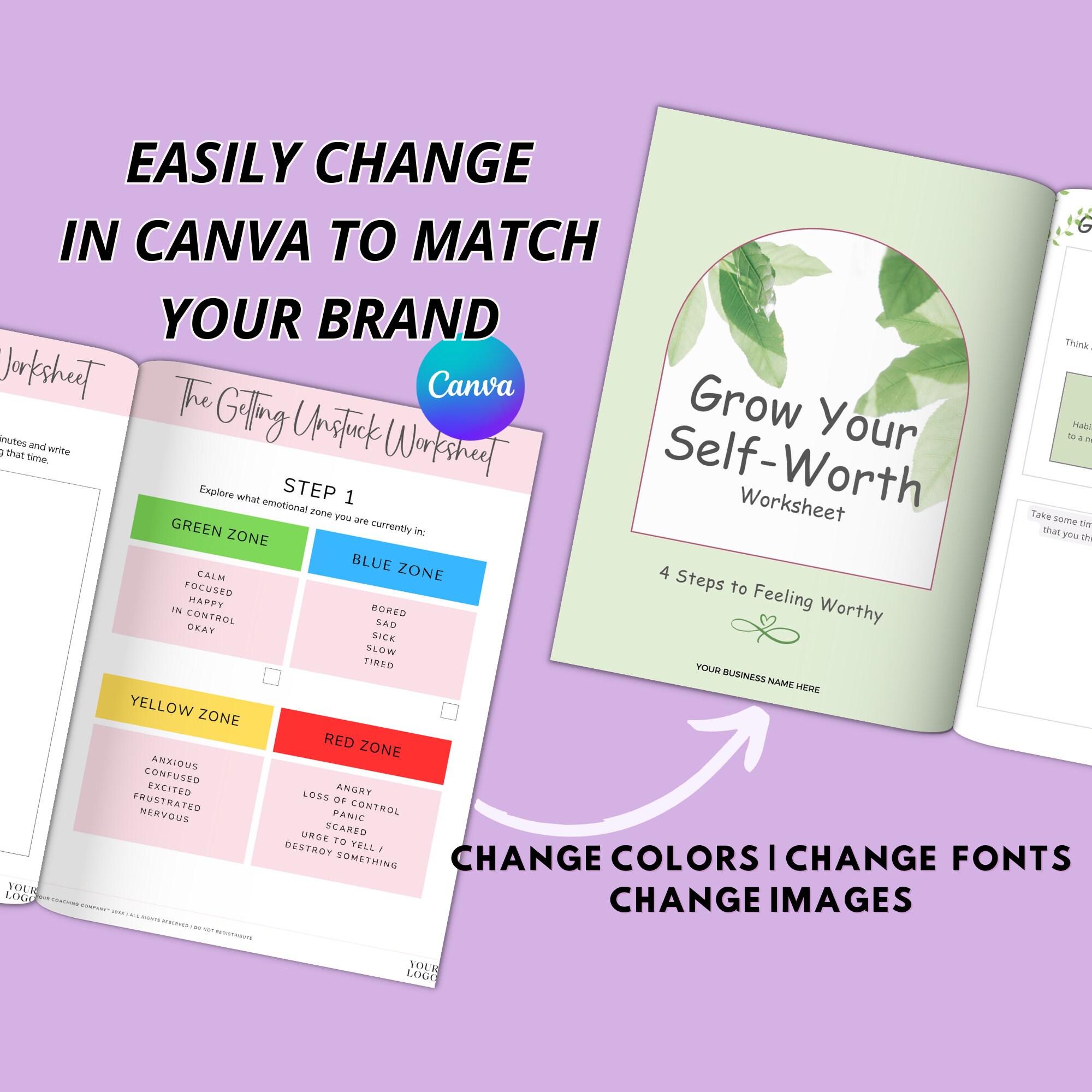 Life Coaching Template Bundle Canva Worksheets Ready-to-coach Workbook ...