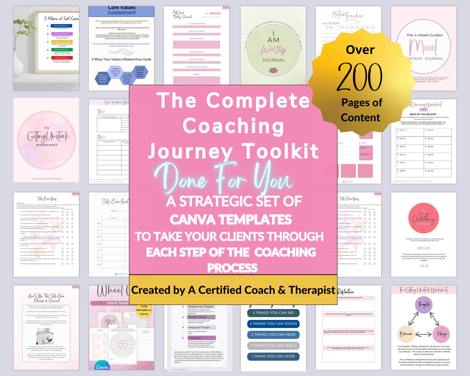 200 Done for You Life Coaching Worksheet Templates Bundle Coach ...