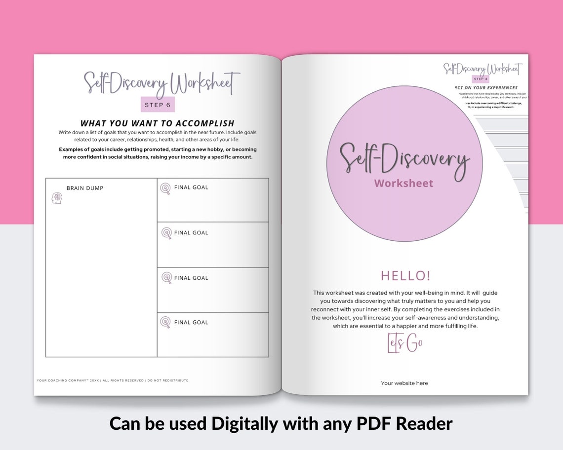 Self-growth Worksheet Bundle Self-esteem Worksheet Core Values ...