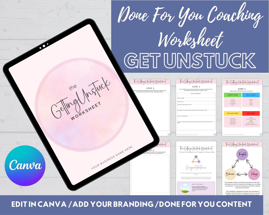 Coaching Templates Done for You Workbook Get Unstuck Worksheet Life ...